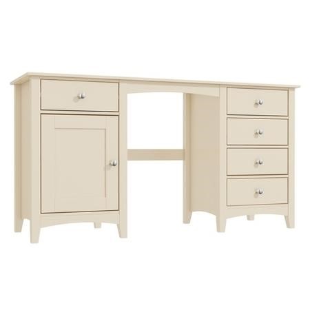 Cream Office Desk with 5 Drawers Storage - Emery Range - Furniture123
