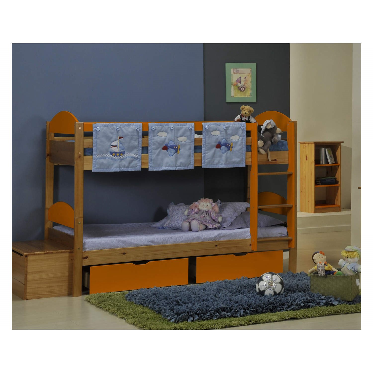 Verona Design Maximus Solid Pine Single Bunk Bed in Orange - 90x190cm ...