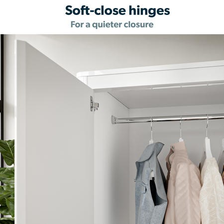 White Gloss Double Wardrobe with Soft Close Doors Lexi Furniture123
