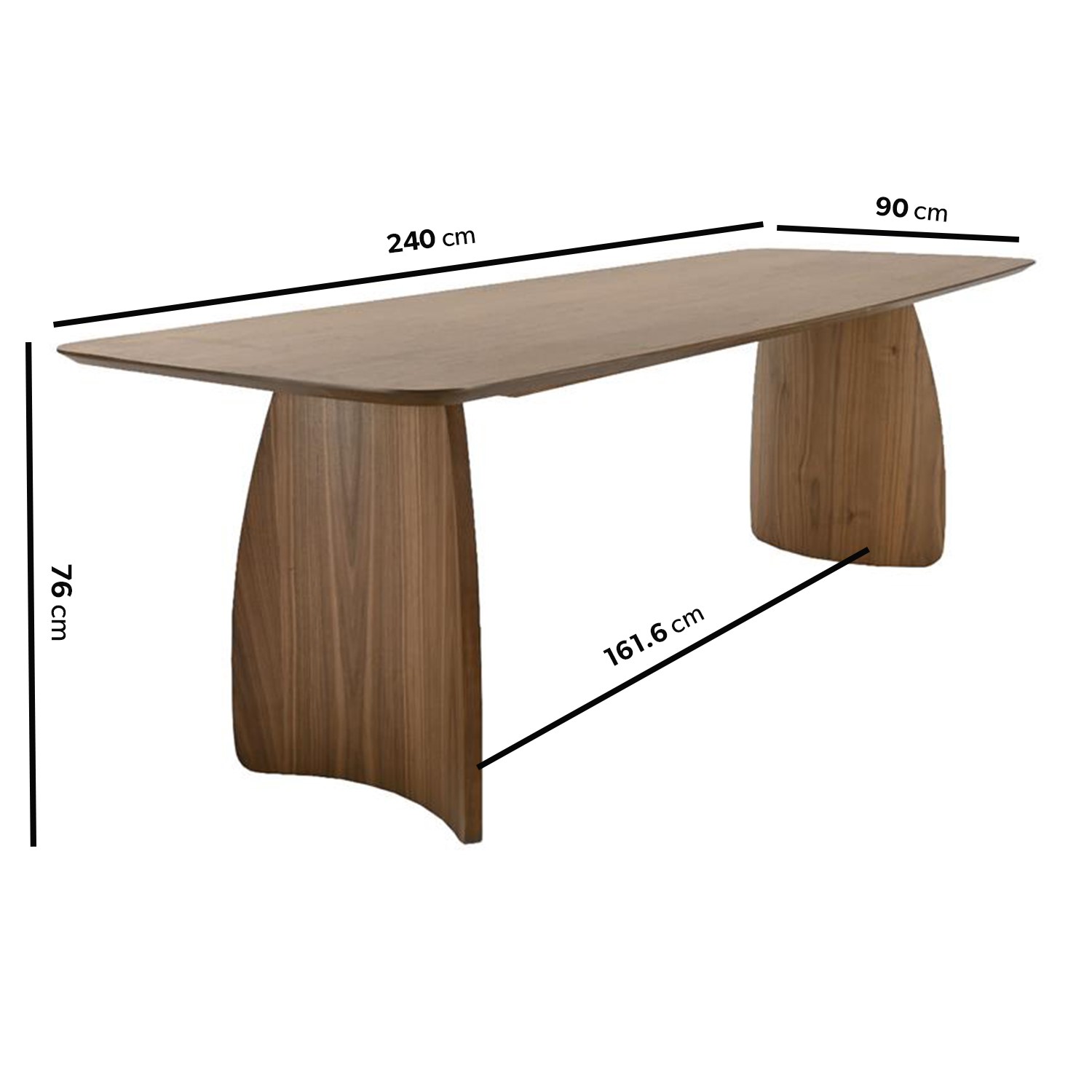 Large Walnut Curved Leg Dining Table - Seats 6 - 8 - Leona - Furniture123