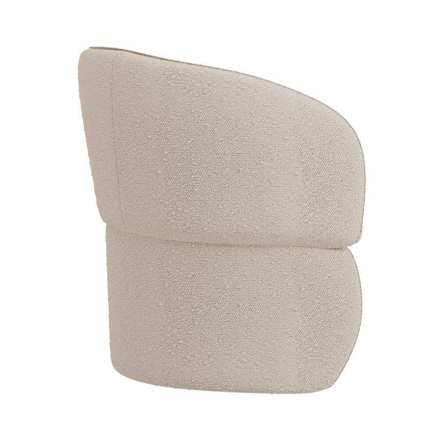 Curved Cream Boucle Tub Dining Chair - Lottie - Furniture123