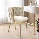 Cream Velvet Dressing Table Chair with Gold Legs - Malika - Furniture123
