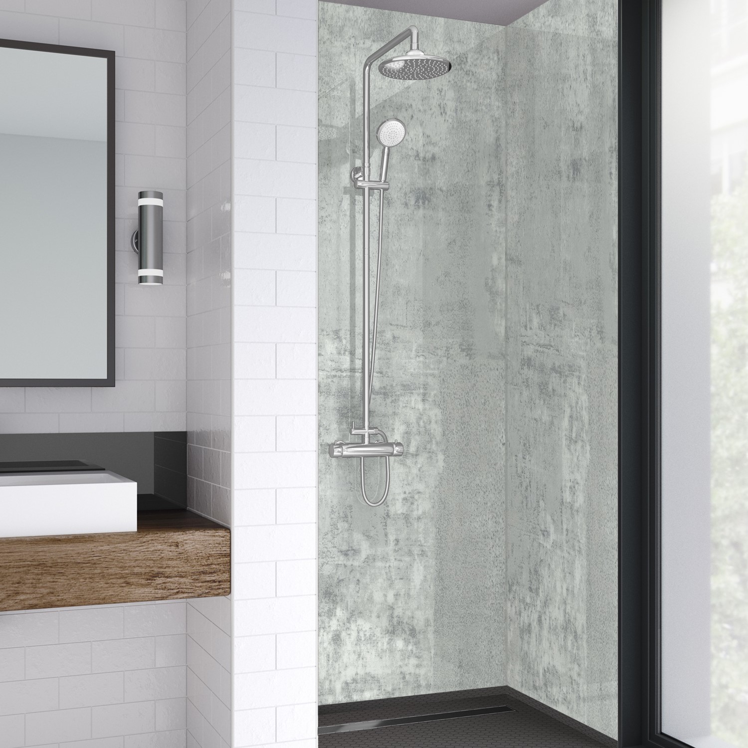 Grey Wall Panel 2420mm h x 1210mm w with PLY Square Edged Light Stone ...