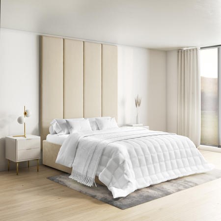 Upholstered Wall Mounted Headboard Panels in Beige Velvet King and Super King Size Neve