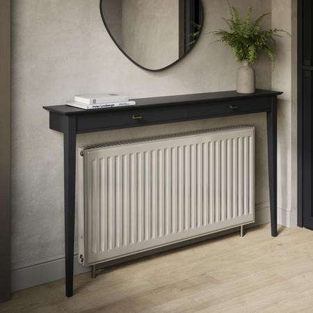 Large Black Radiator Cover Black With Brass Handles - 150cm - Noa ...