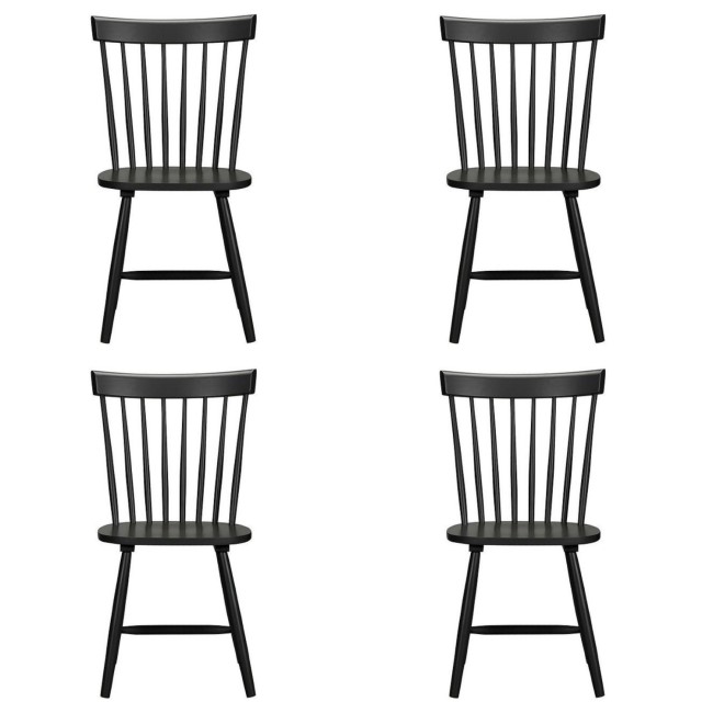 Set of 4 Wooden Black Spindle Dining Chairs - Olsen - Furniture123