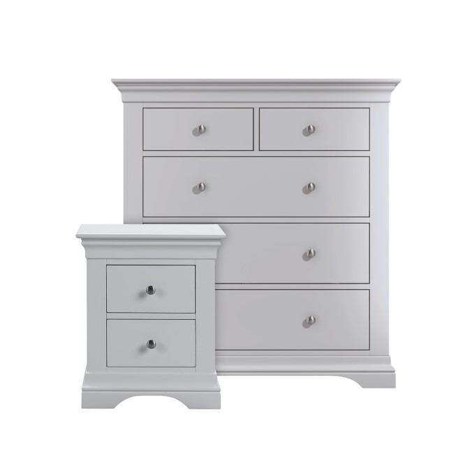Grey Bedside Table and Chest of Drawers Set - Olivia - Furniture123