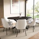 Round to Oval Black Wooden Extendable Dining Table with Black Legs ...