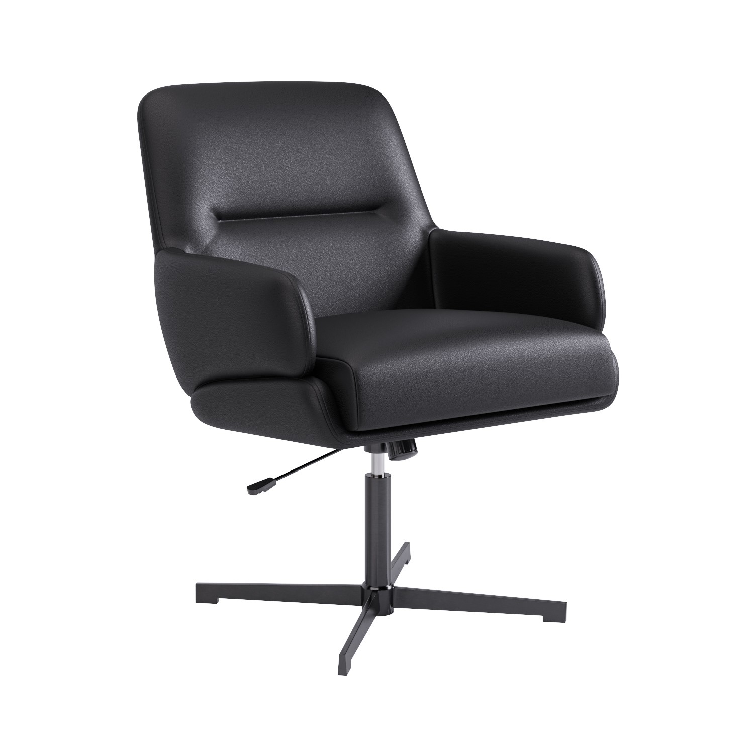 Black Faux Leather Office Chair with Footstool - Rowan - Furniture123