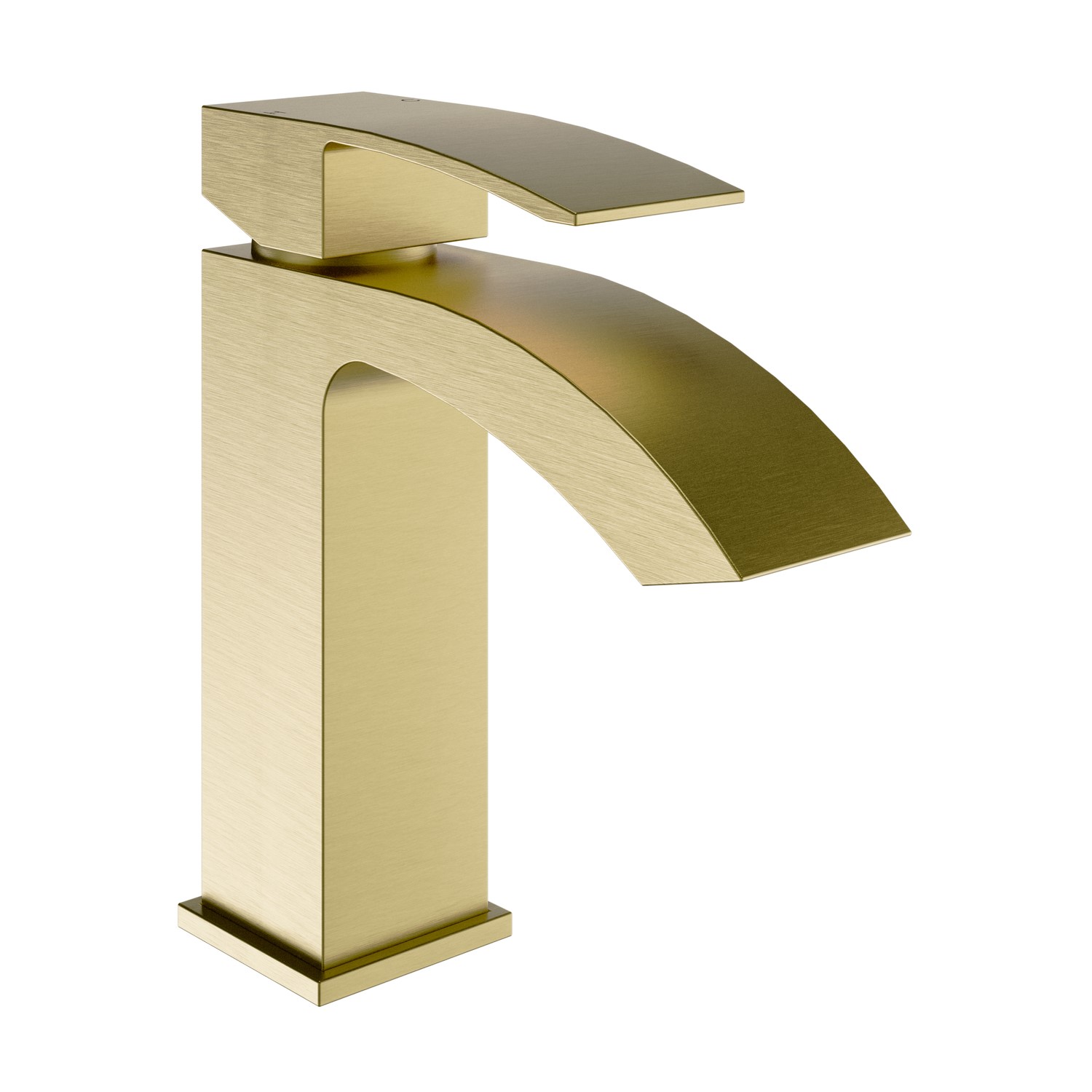 Brushed Brass Waterfall Basin Mixer Tap & Freestanding Tap Pack - Wave ...