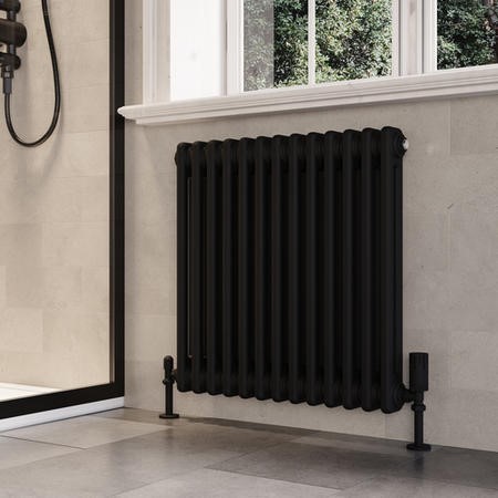 Black Horizontal 2 Column Traditional Radiator 600 x 605mm - Nambi ...