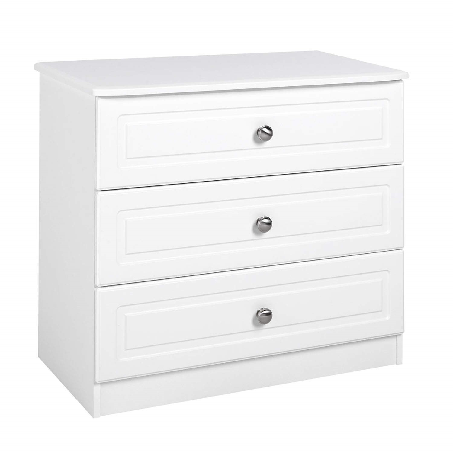 One Call Furniture Calando 3 Drawer Chest Pearl White - Furniture123