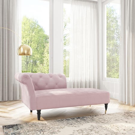 Pink Velvet Chesterfield Chaise Longue Chair - Christiana - Furniture123