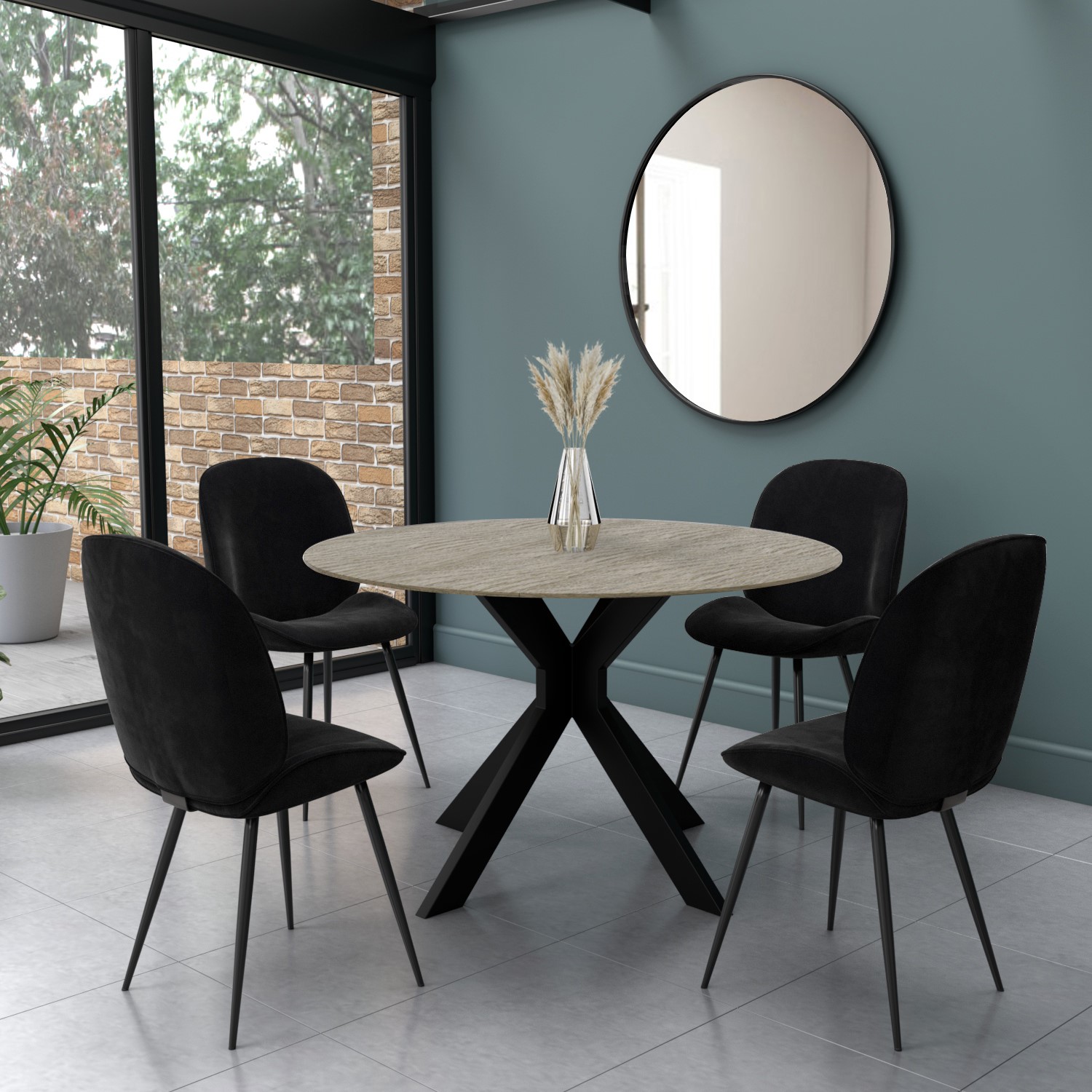 GRADE A2 - Carson Round Grey Drop Leaf Dining Table - Seats 4 ...
