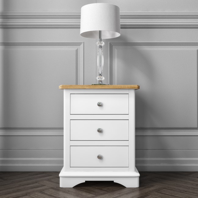 Darley Two Tone Bedside Table in Solid Oak and White - Furniture123