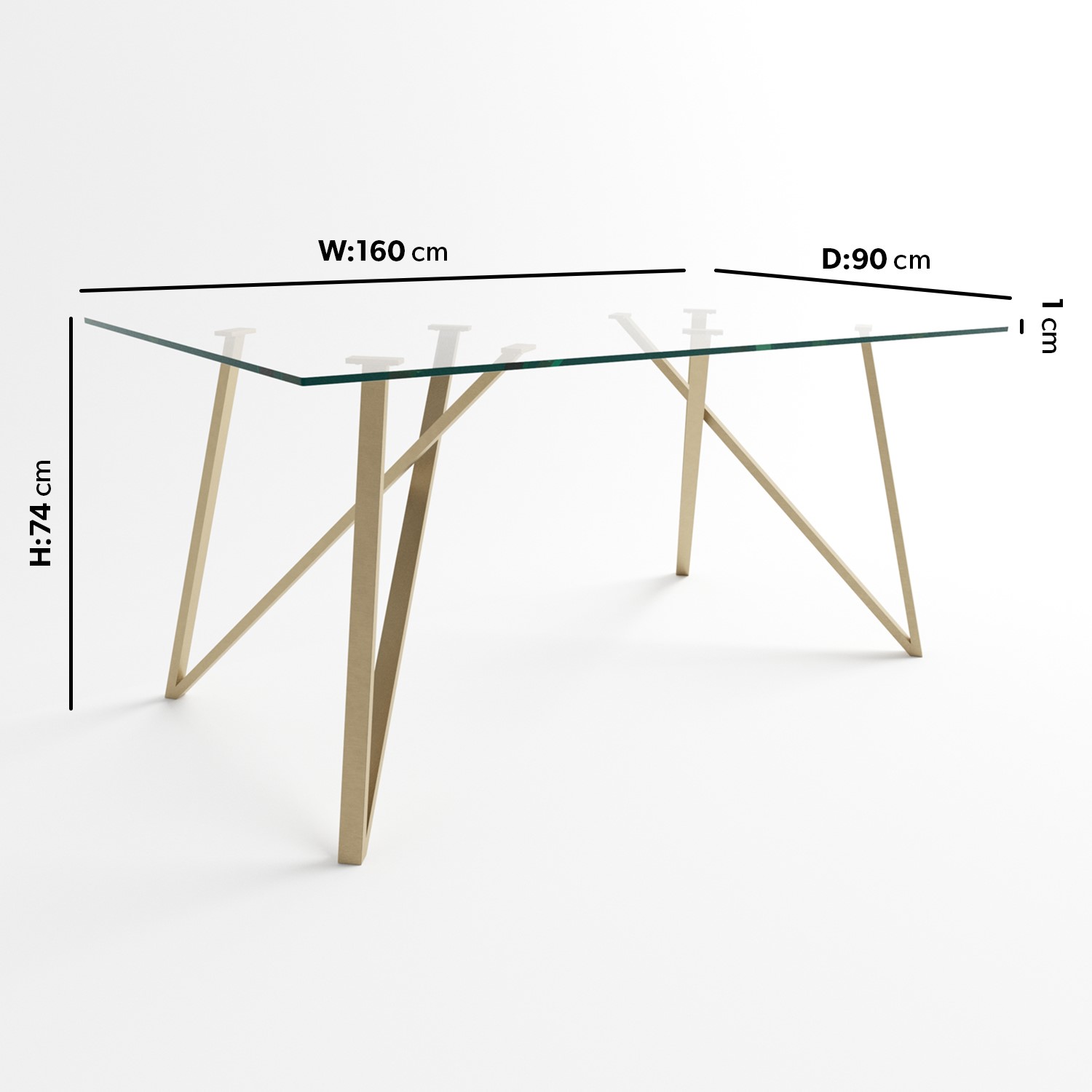 GRADE A1 - Glass Top Dining Table with Brass Legs - Seats 6 - Dax ...