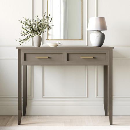 Dark Wood Dressing Table with 2 Drawers - Delilah - Furniture123