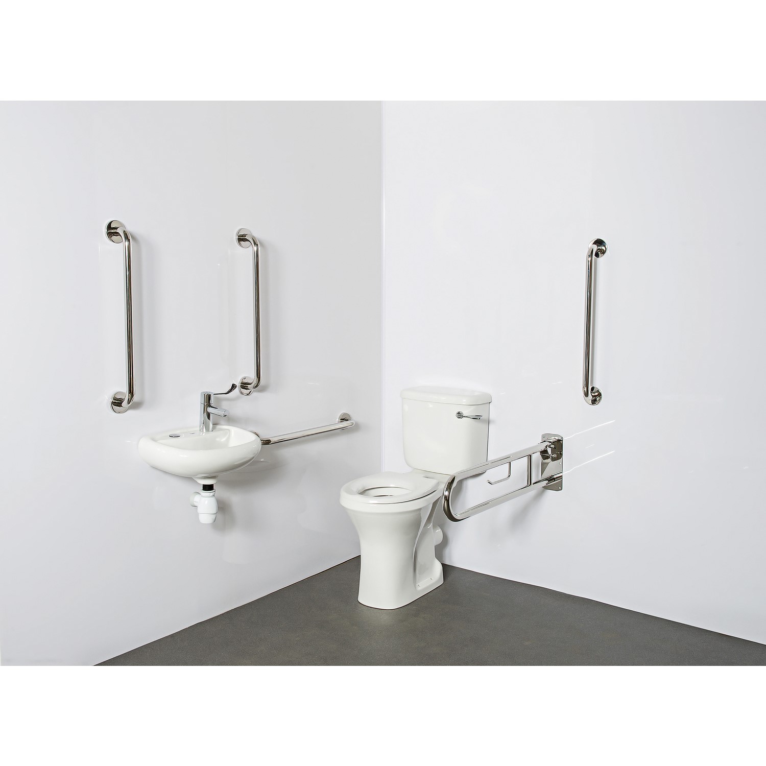 Nymas Close Coupled Doc M Pack Disibility Bathroom Suite with Polished ...