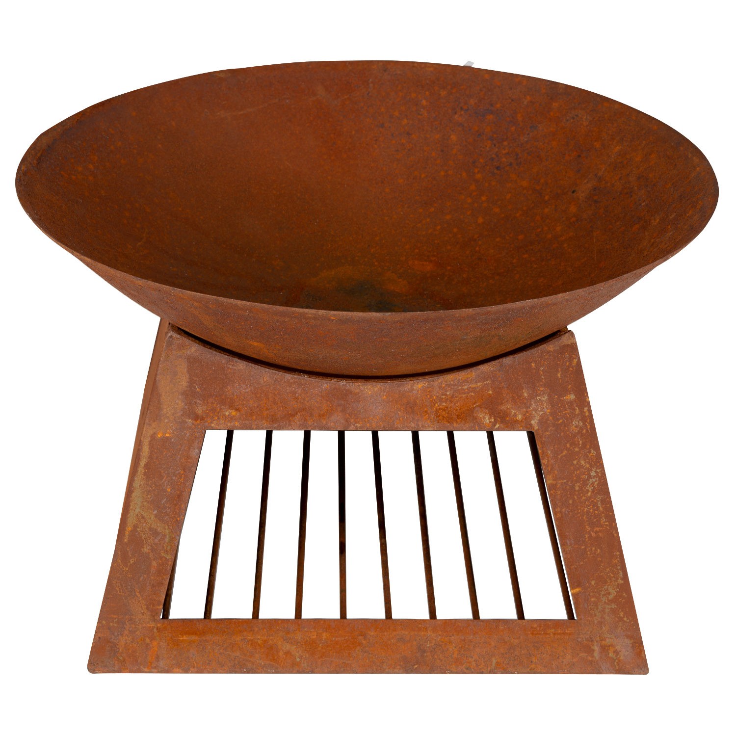 electriQ Round Rust Effect Wood Burning Outdoor Garden Fire Pit ...