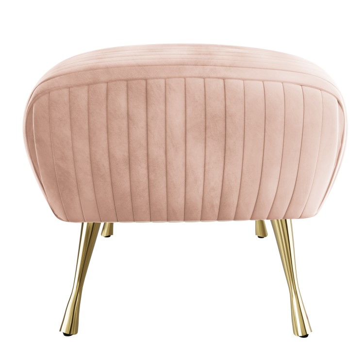 Blush Pink Velvet Pouffe Stool with Pleated Detail - Elle - Furniture123