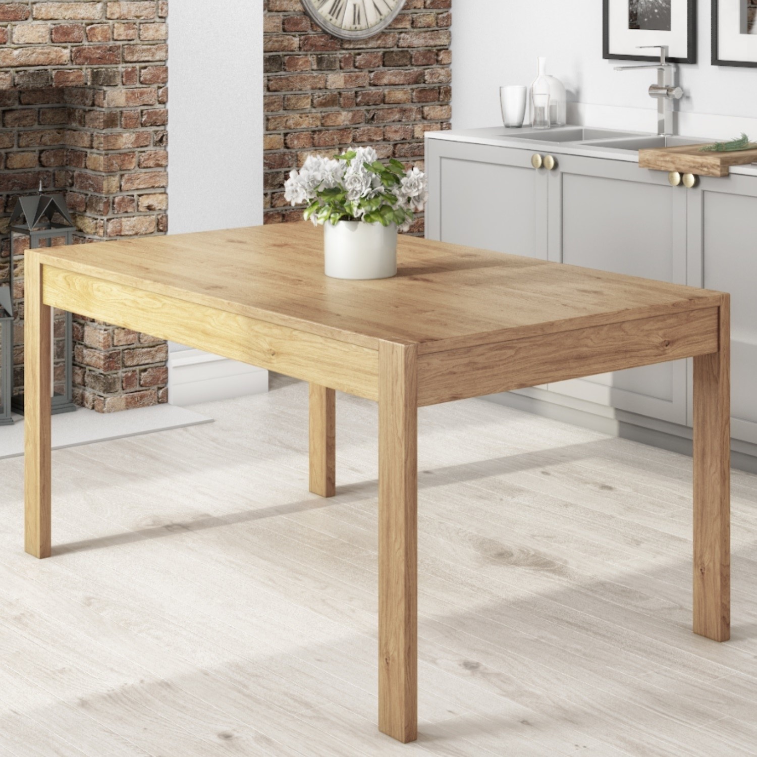 Solid Pine Dining Table - Rectangular - Seats 6 - Emerson - Furniture123