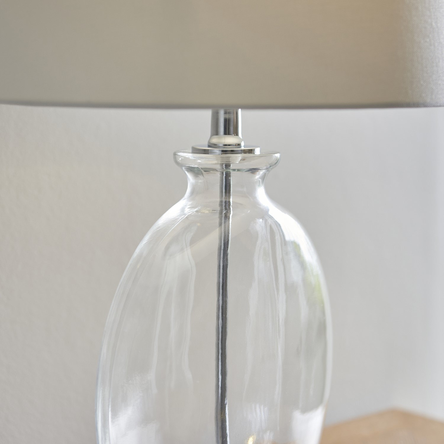 Gideon Glass Table Lamp with Linen Shade - Furniture123