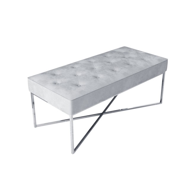 Grey Velvet Bedroom Bench with Silver Legs - Esme - Furniture123