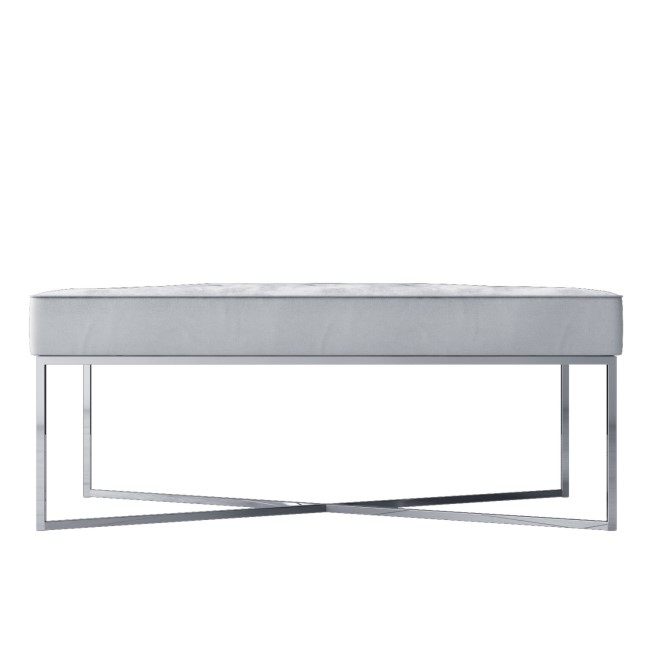 Grey Velvet Bedroom Bench with Silver Legs - Esme - Furniture123