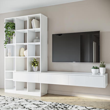 GRADE A2 - Large White Gloss Bookcase - Everett - Furniture123