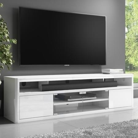 Large White High Gloss TV Unit with Soundbar Shelf - Neo - Furniture123
