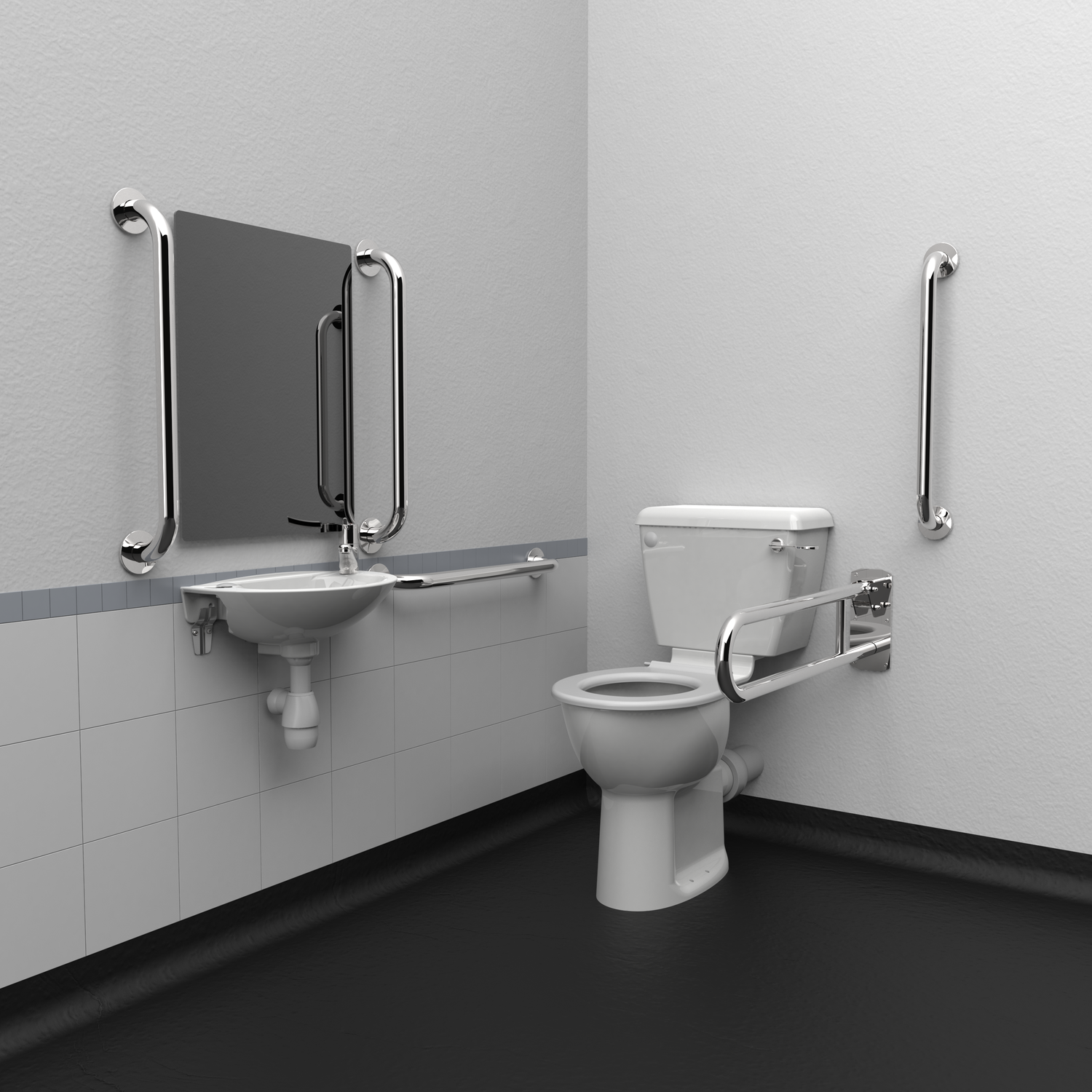 Nymas Close Coupled Doc M Pack Disibility Bathroom Suite with Polished ...