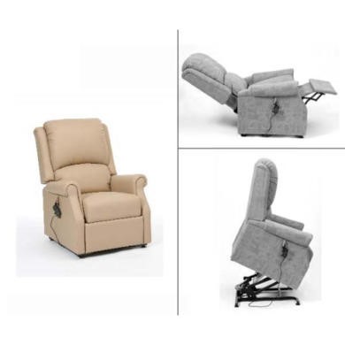 Restwell Chicago Riser Recliner In Stone Vinyl | Yambee