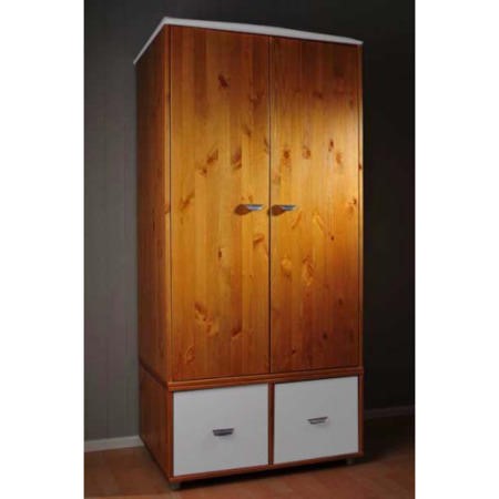Stompa Combo Kids Natural 2 Door 2 Cube Wardrobe in White - Furniture123