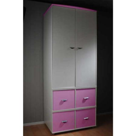 Stompa Combo Kids White 2 Door 4 Cube Wardrobe in Lilac - Furniture123