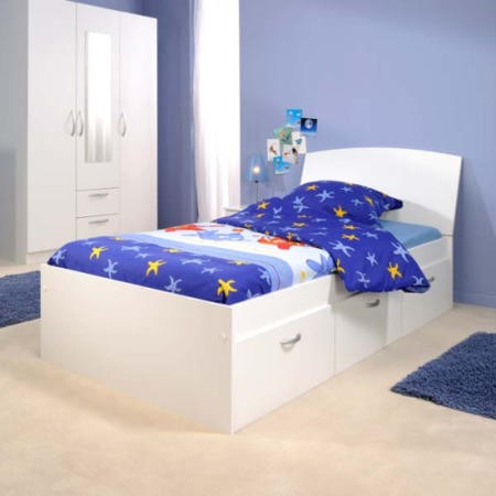 Matty Storage Single Bed Frame in White - Furniture123