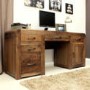Baumhaus Shiro Solid Walnut Twin Pedestal Desk - Furniture123