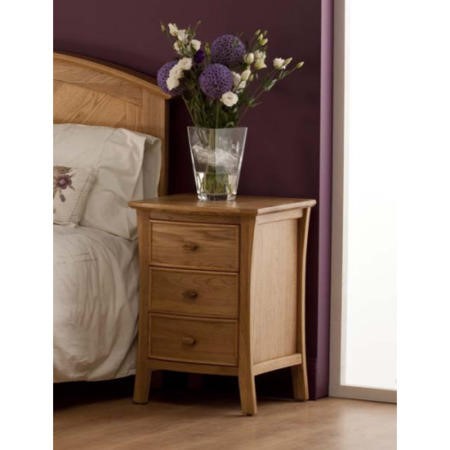 World Furniture Caprio Solid Oak 3 Drawer Bedside Table - Furniture123