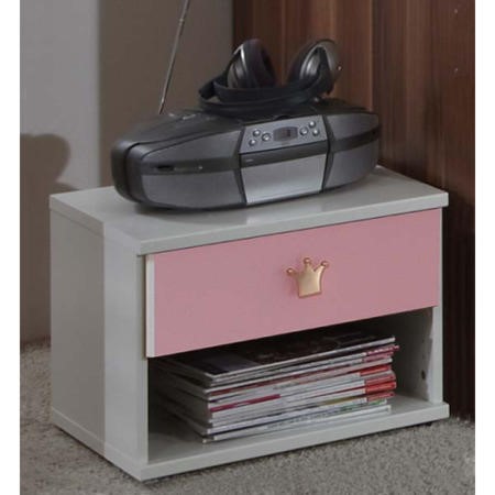 Princess White and Pink Bedside Cabinet - - Furniture123