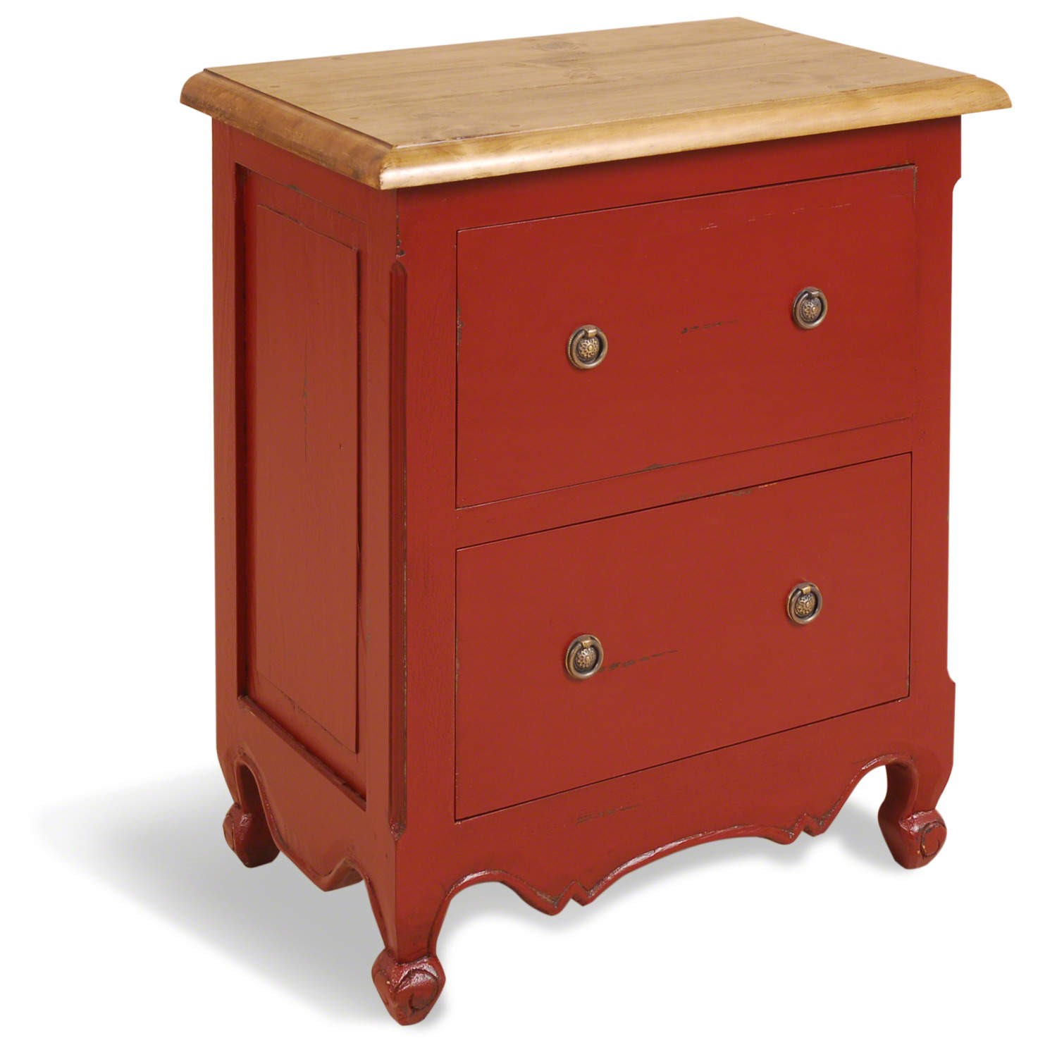 French Painted 2 Drawer Chest in China Red - Furniture123