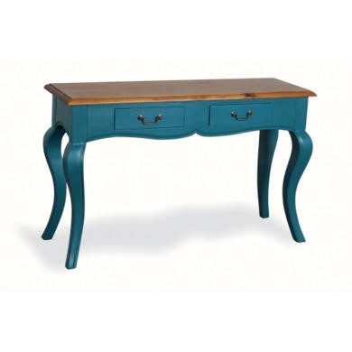French Painted Large 2 Drawer Console Table – Teal | Yaveo