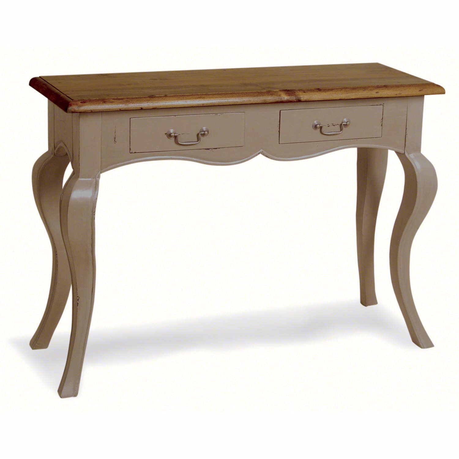 French Painted Medium 2 Drawer Console Table - olive - Furniture123