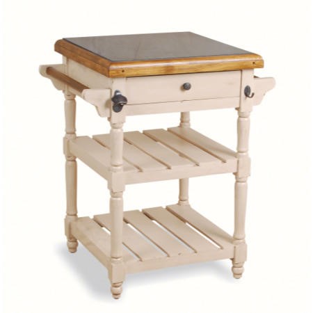 French Painted Kitchen Trolley with Granite Top - cream - Furniture123