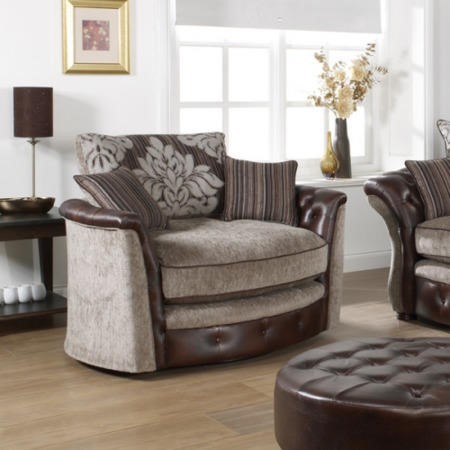 Lebus Geneva High Back Swivel Love Chair in Pisa Coffee - Furniture123