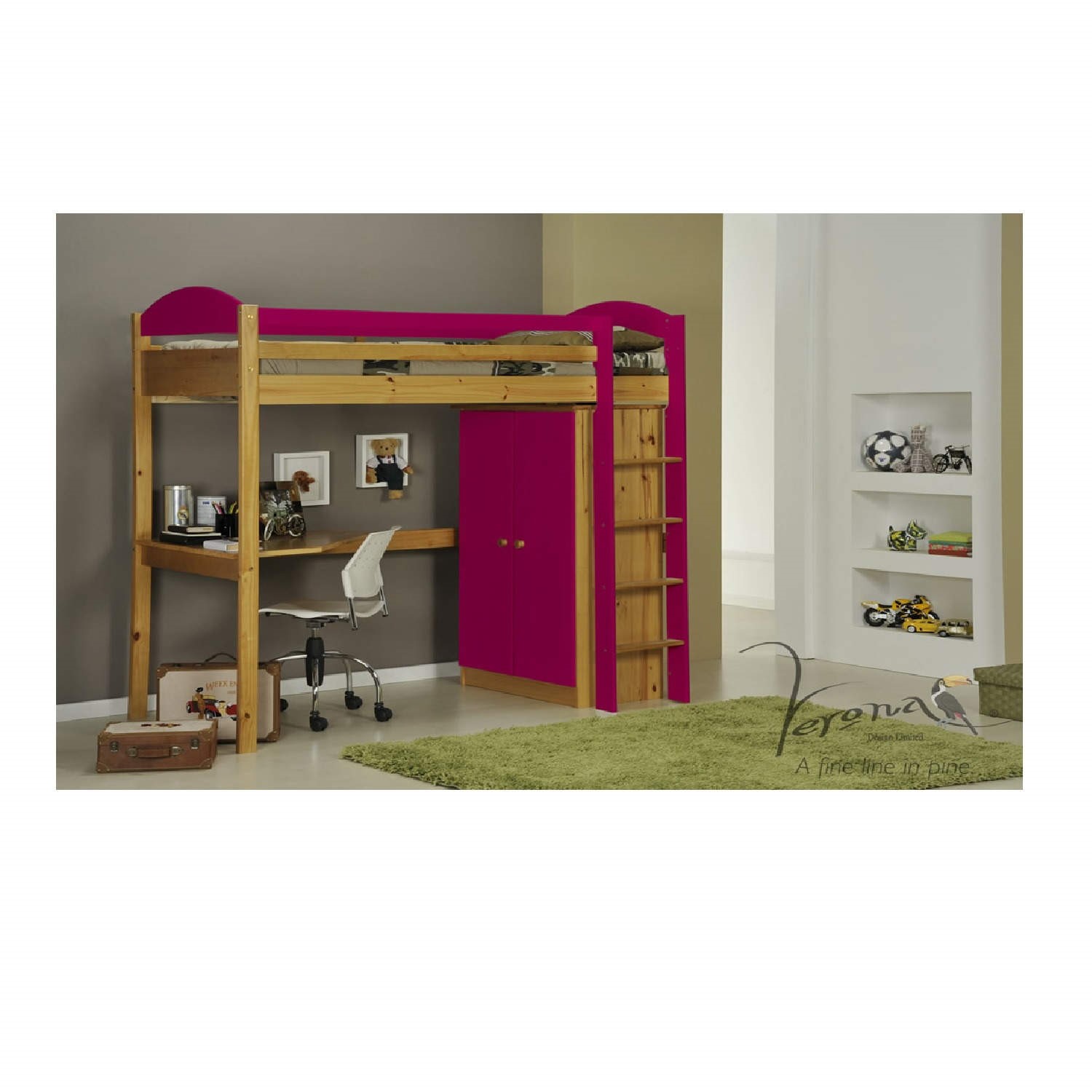 Verona Design Maximus High-Sleeper Bedroom Set in Antique Pine and ...
