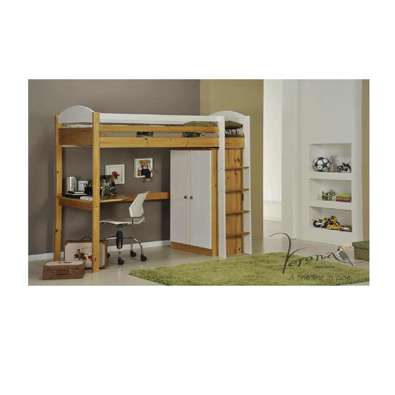 Verona Design Maximus High-Sleeper Bedroom Set in Antique Pine and ...