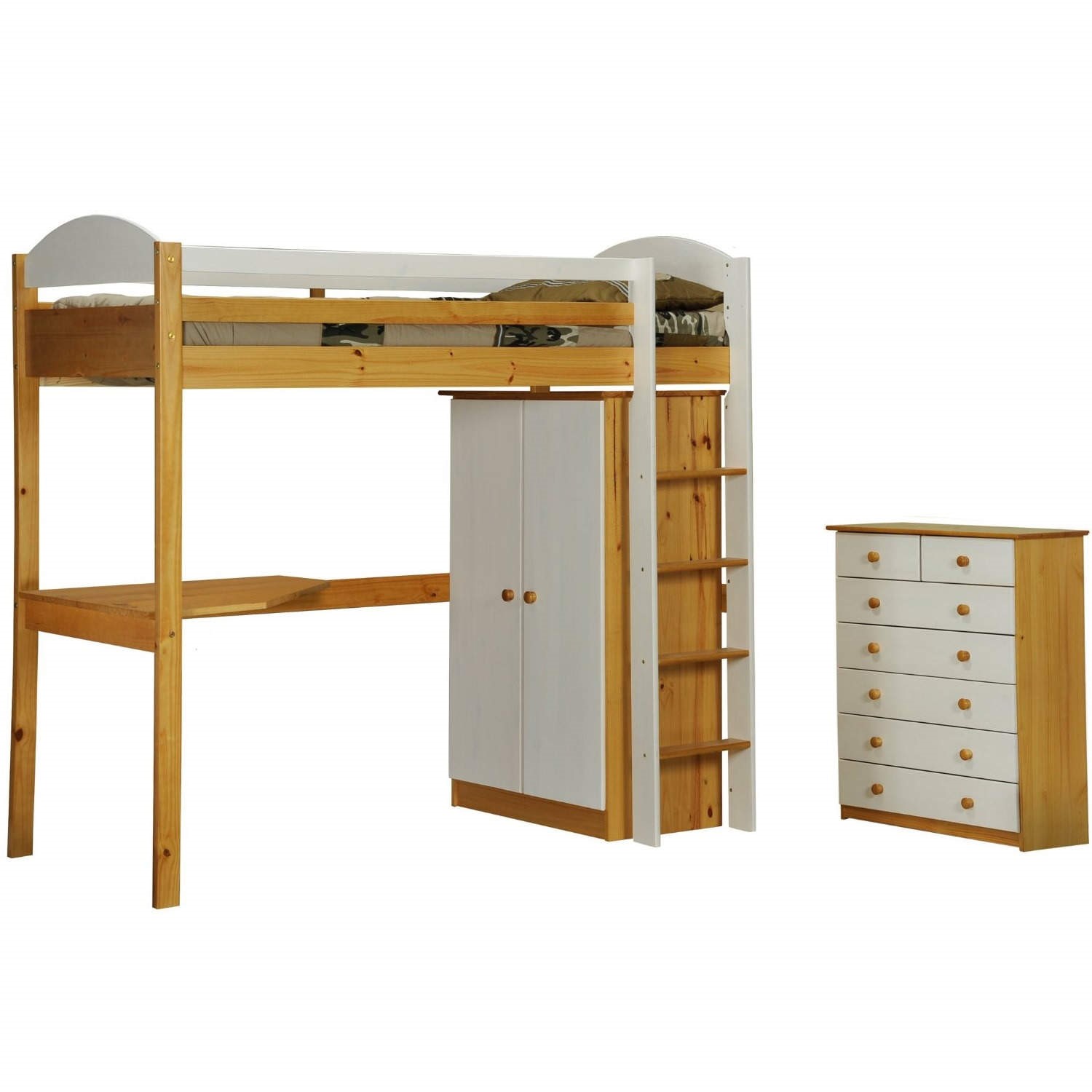 Verona Design Maximus High-Sleeper Bedroom Set with Drawers in Antique ...