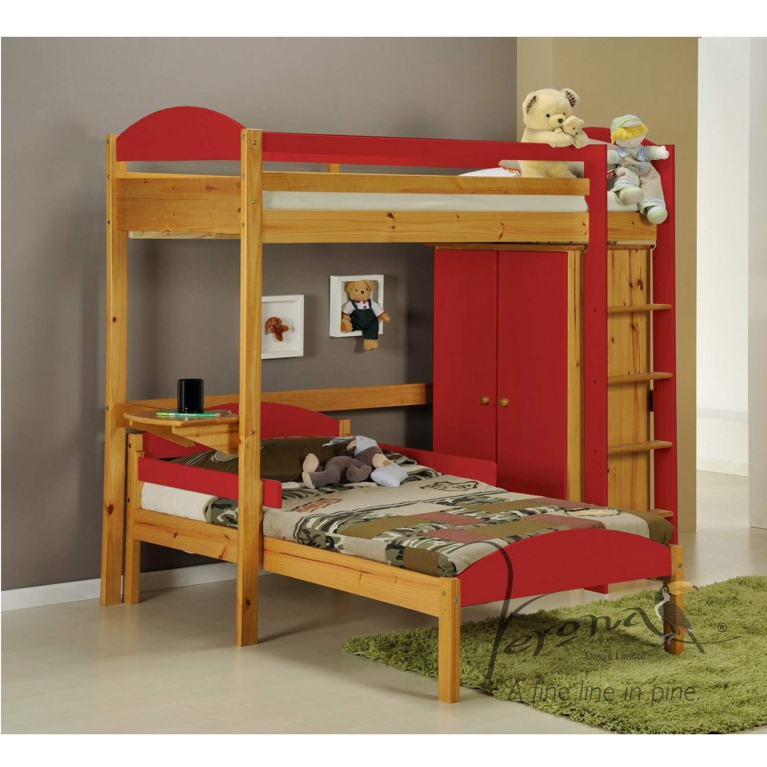 Verona Design Maximus L Shape High-Sleeper Bedroom Set in Antique Pine ...