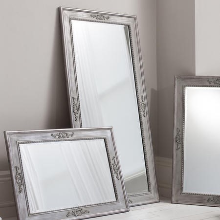 Ellesmere Carved Large Floor Standing Mirror in Grey - Caspian House ...