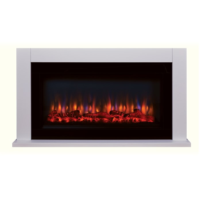 Suncrest Cleadon Electric Low Level Fireplace Suite in white With Wide ...