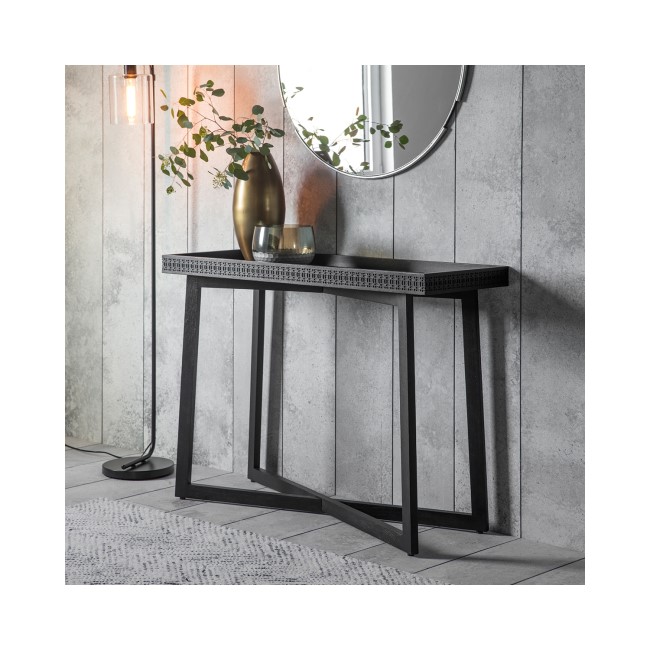 Dark Solid Wood Console Table - Caspian House - Furniture123
